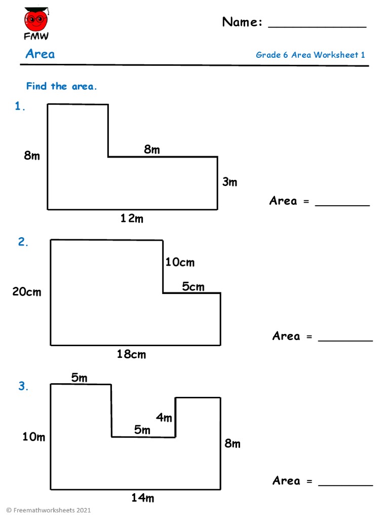 Grade 6 Area of Compound Shapes Worksheet 1 | PDF