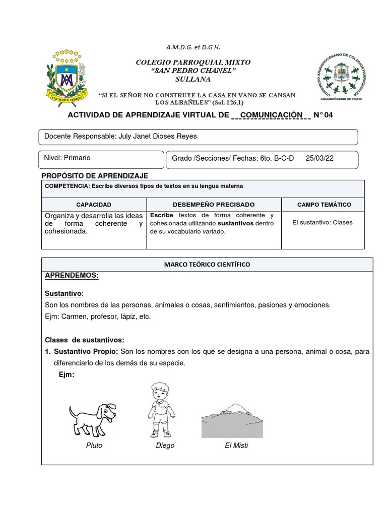 Actividad de Aprendizaje - Sustantivos y Sus Clases | PDF | Sustantivo