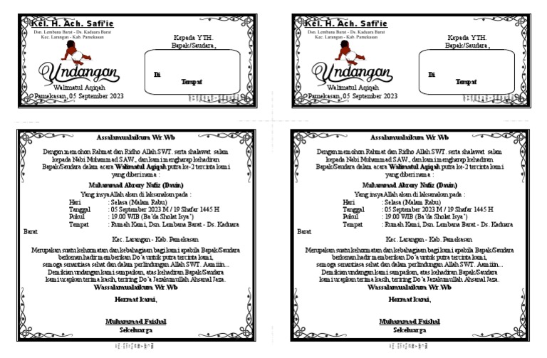 A5 Undangan Walimatul Asma A5 Model U02 | PDF