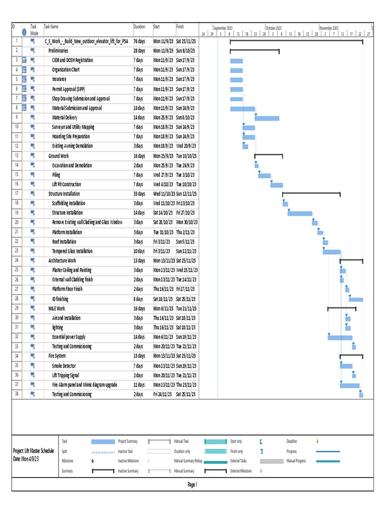 Lift Master Schedule R1 | PDF | Buildings And Structures | Building Technology