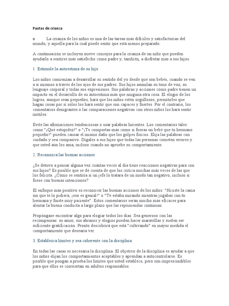 Documento Pautas de Crianza | PDF | Autoestima | Amor