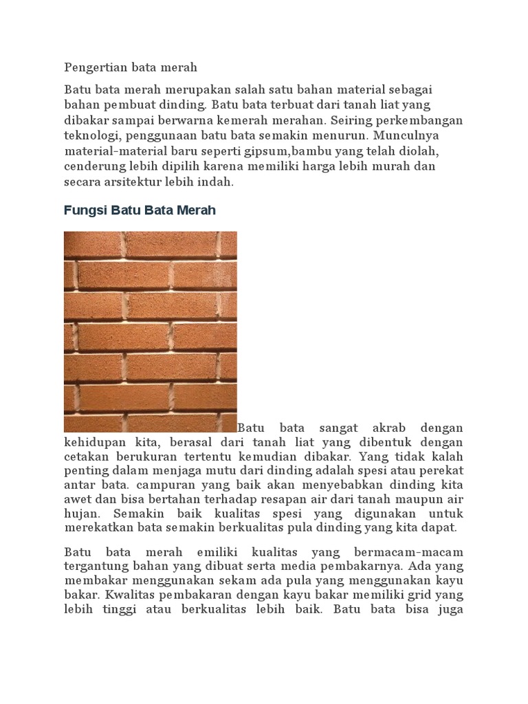 Pengertian Bata Merah | PDF