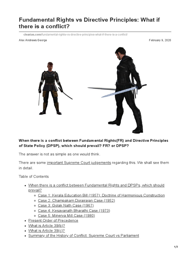 Fundamental Rights vs DPSP Conflict | PDF | Political Law | Justice