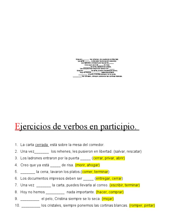 Verbos Participio | PDF