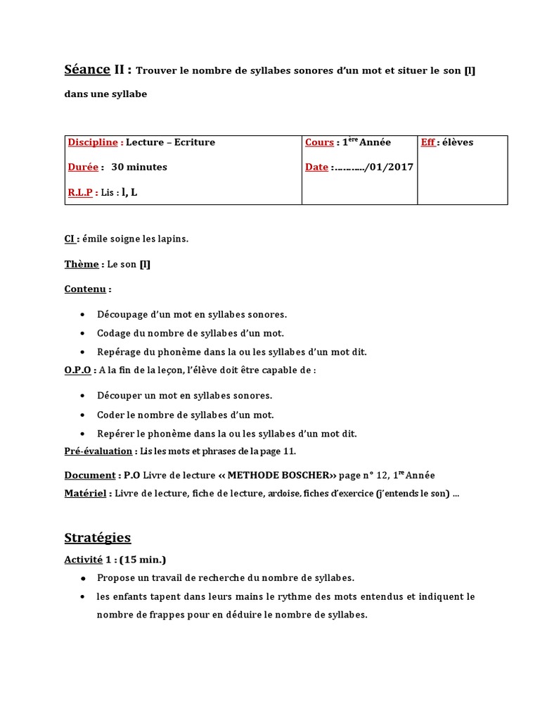 Syllabes sonores et son [l] en lecture | PDF | Syllabe | Linguistique