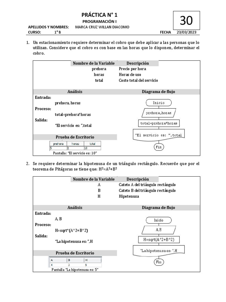 Practica 1 - Estructuras Secuenciales | PDF