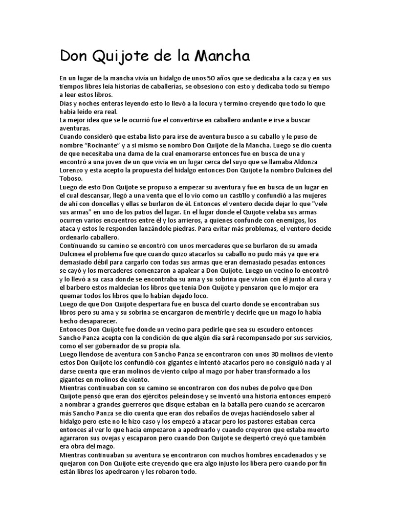 Don Quijote de La Mancha | PDF | Don Quijote