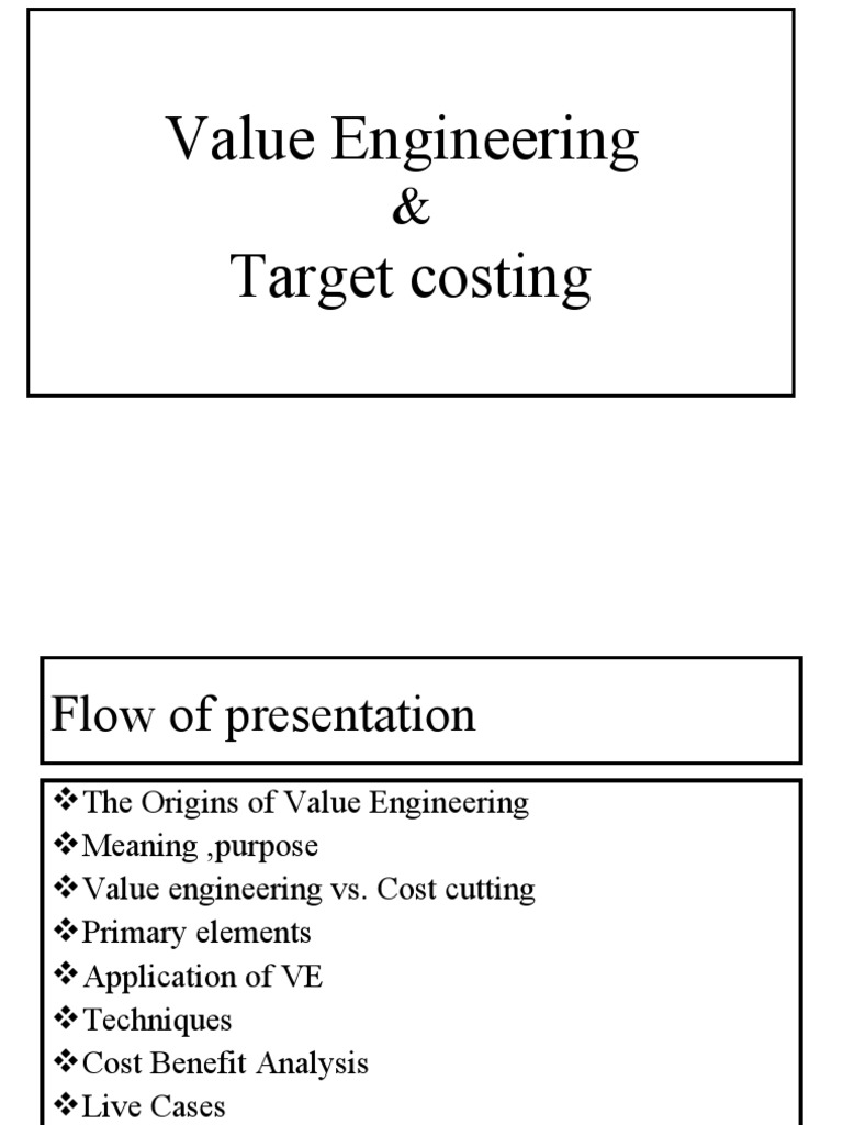Value Engineering and Target Costing Explained | PDF | Economies ...