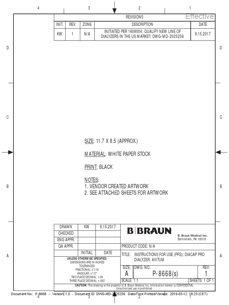 Diacap Pro Dialyzer US IFU | PDF | Science | International System Of Units