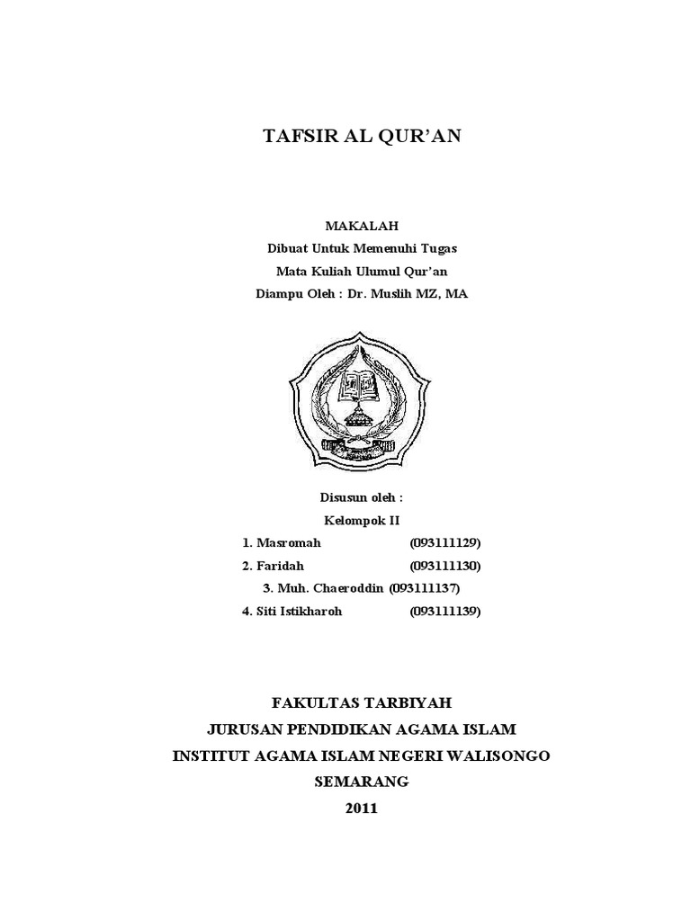 Makalah Tafsir Ulumul Al-Quran | PDF