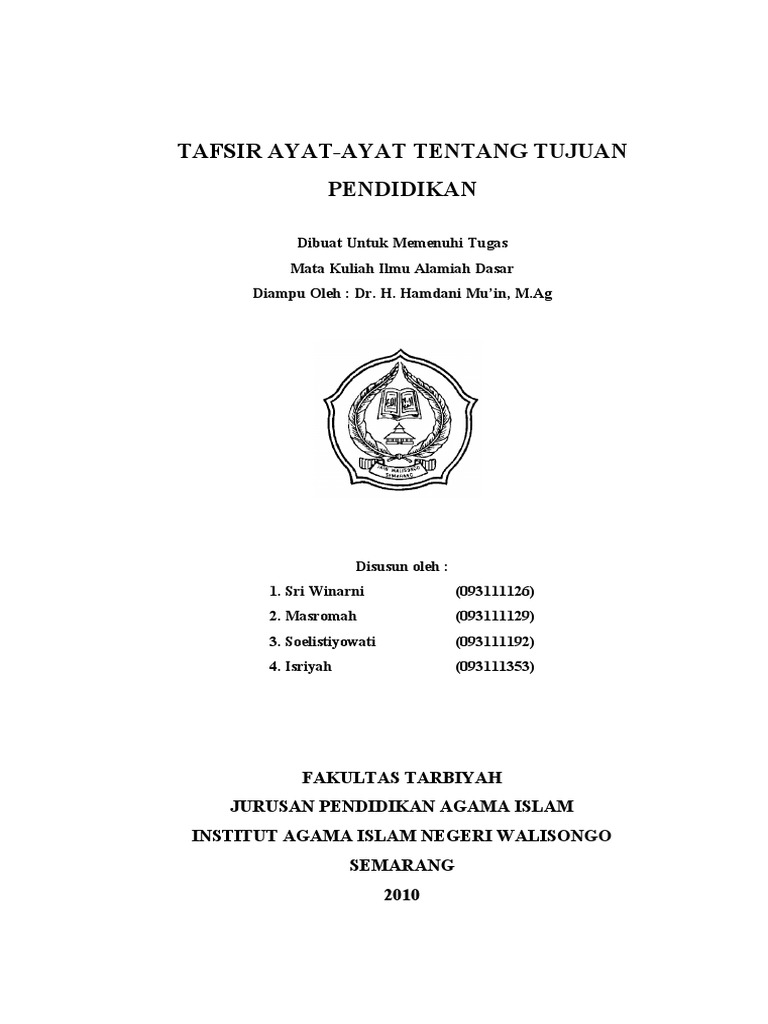 Makalah Tafsir Tujuan Pendidikan | PDF