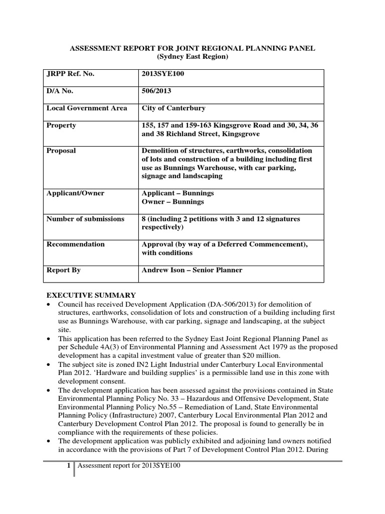 JRPP Report - Bunnings | PDF | Parking | Traffic