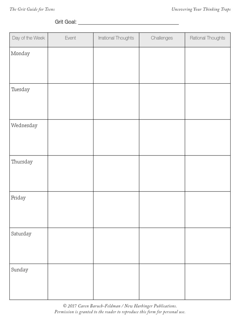 The Grit Guide For Teens - Worksheets - GritGuideTeens | PDF