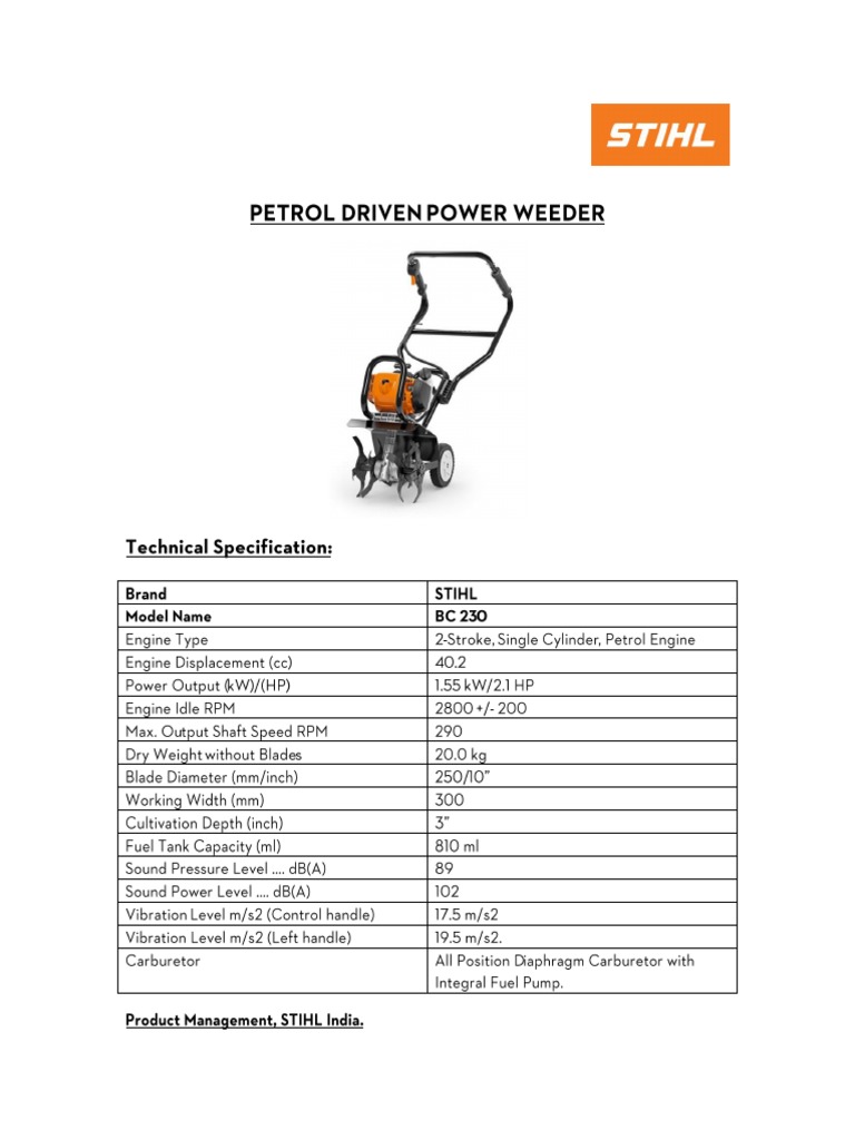 BC 230 Intercultivator-Power Weeder | PDF