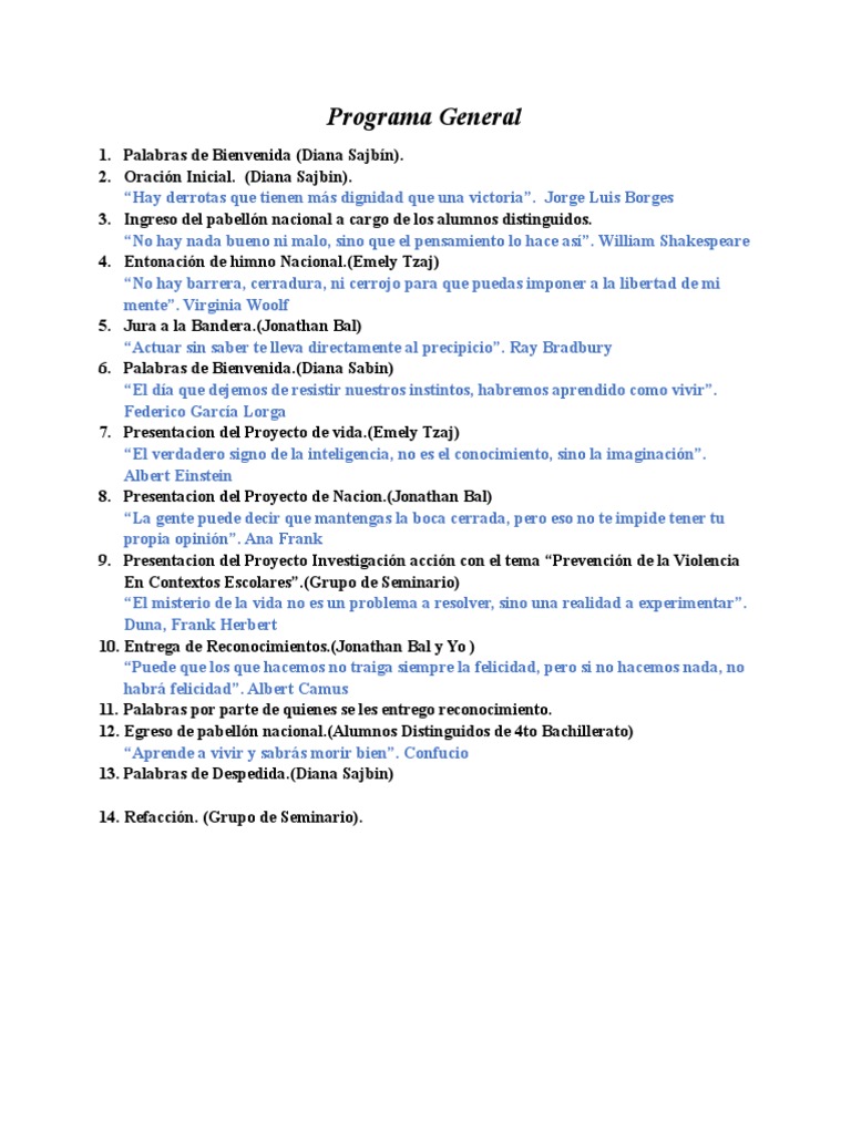 Programa General | PDF