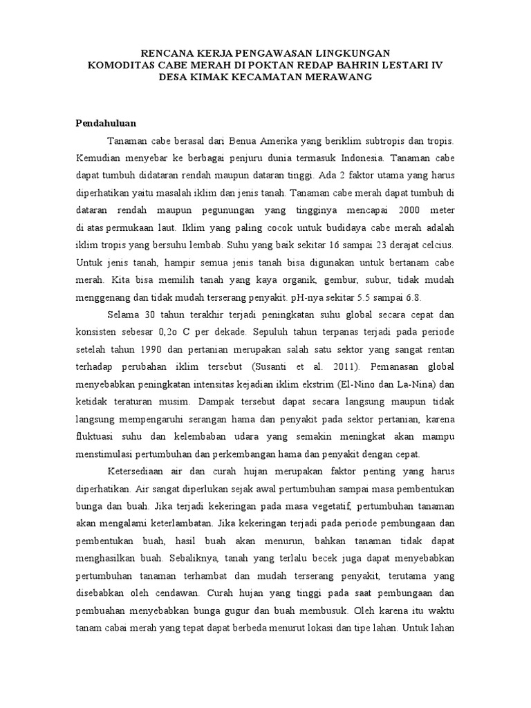 RK Pengawasan Lingkungan CABE Keriting Kimak | PDF