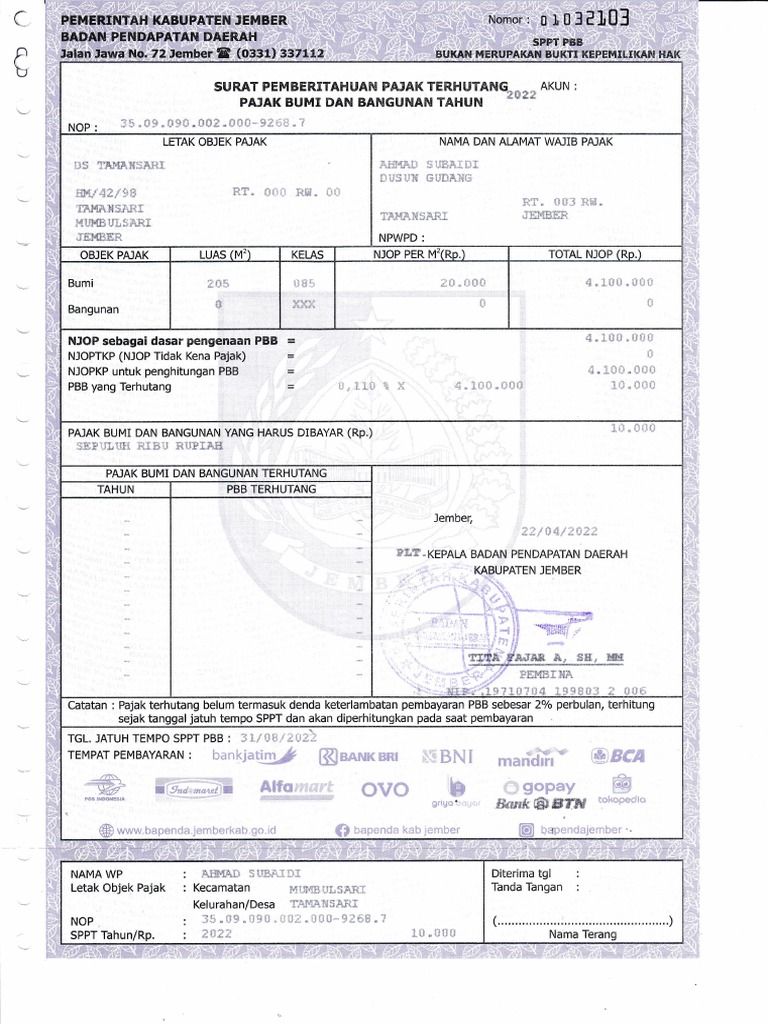 SPPT Ahmad Subaidi | PDF