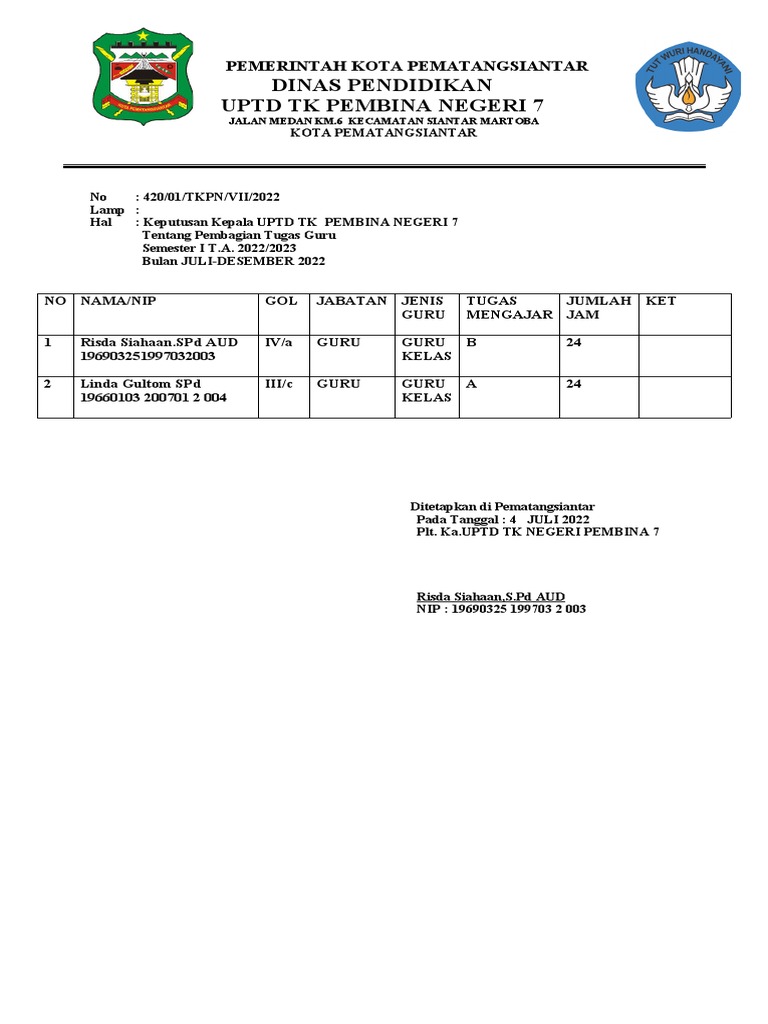 Lampiran Pembagian Tugas | PDF