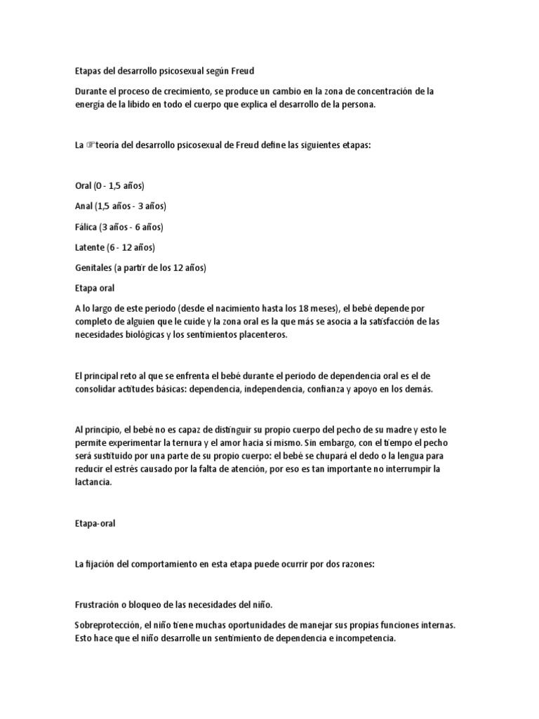 Etapas Del Desarrollo Psicosexual Según Freud | PDF | Complejo de Edipo | Ciencias del ...