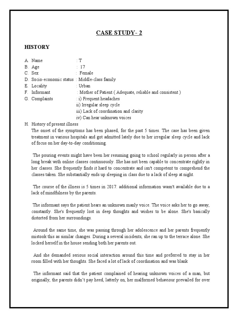 Case Study - Mental Status Examination | PDF | Thought | Human Diseases And Disorders