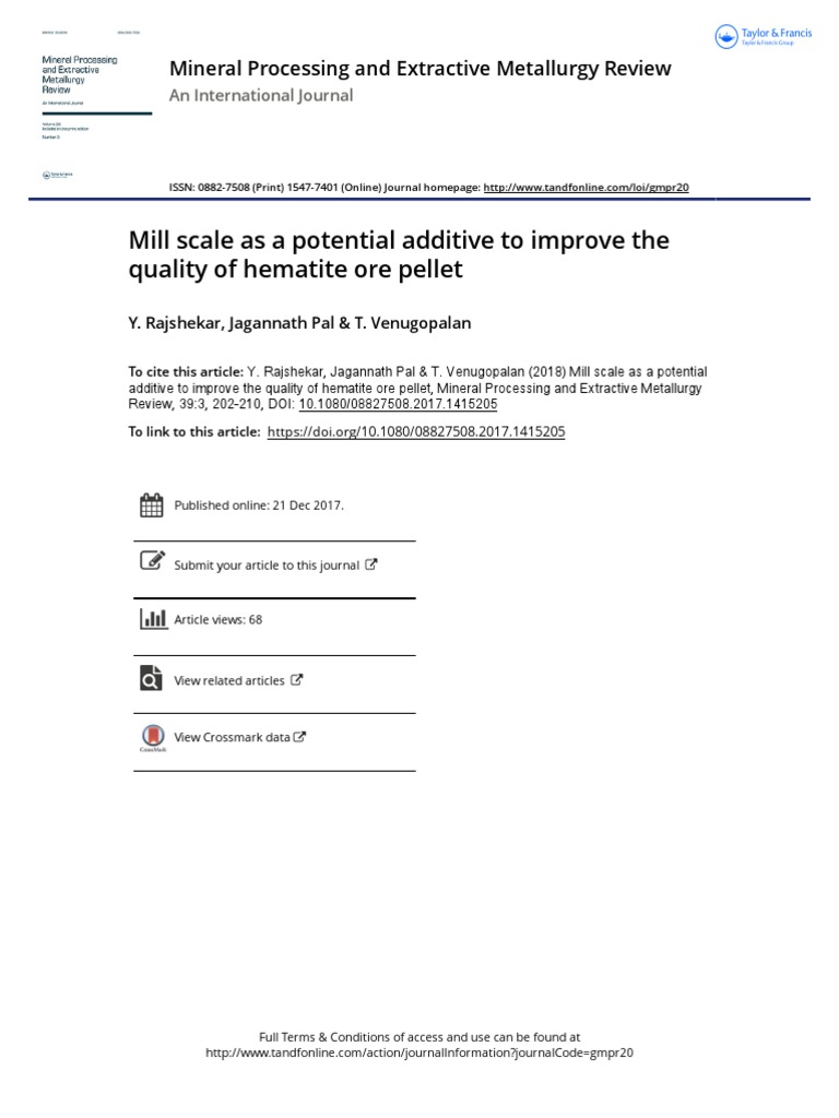 Mill Scale for Hematite Pellet Quality | PDF | Blast Furnace | Sintering
