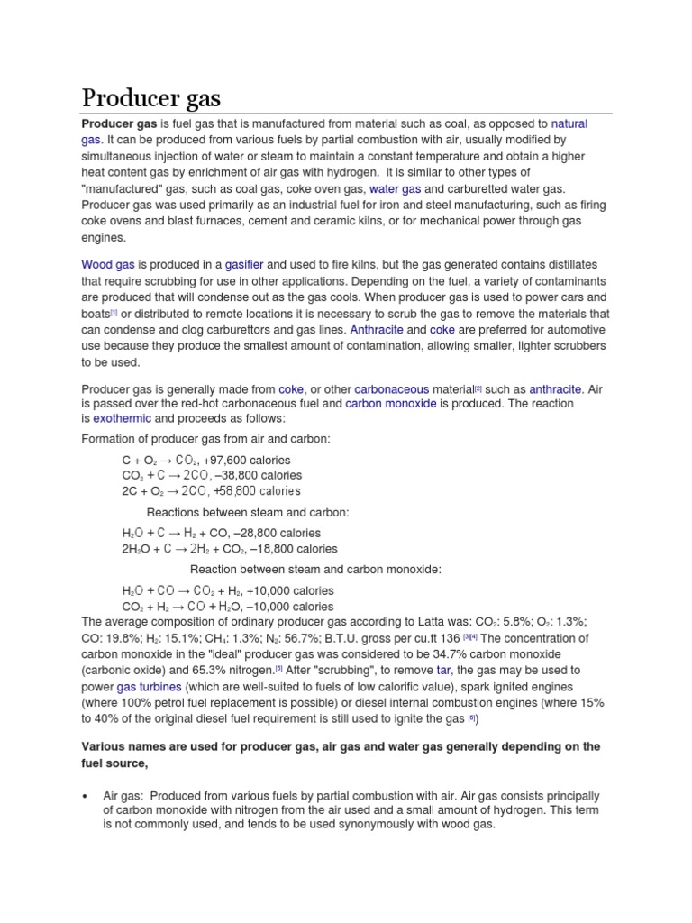 Producer Gas | PDF | Combustion | Fuels
