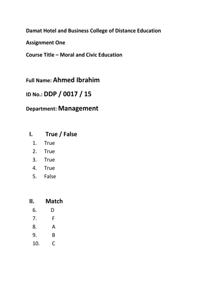 Ahmed - Civic Assignment - Damat College | PDF