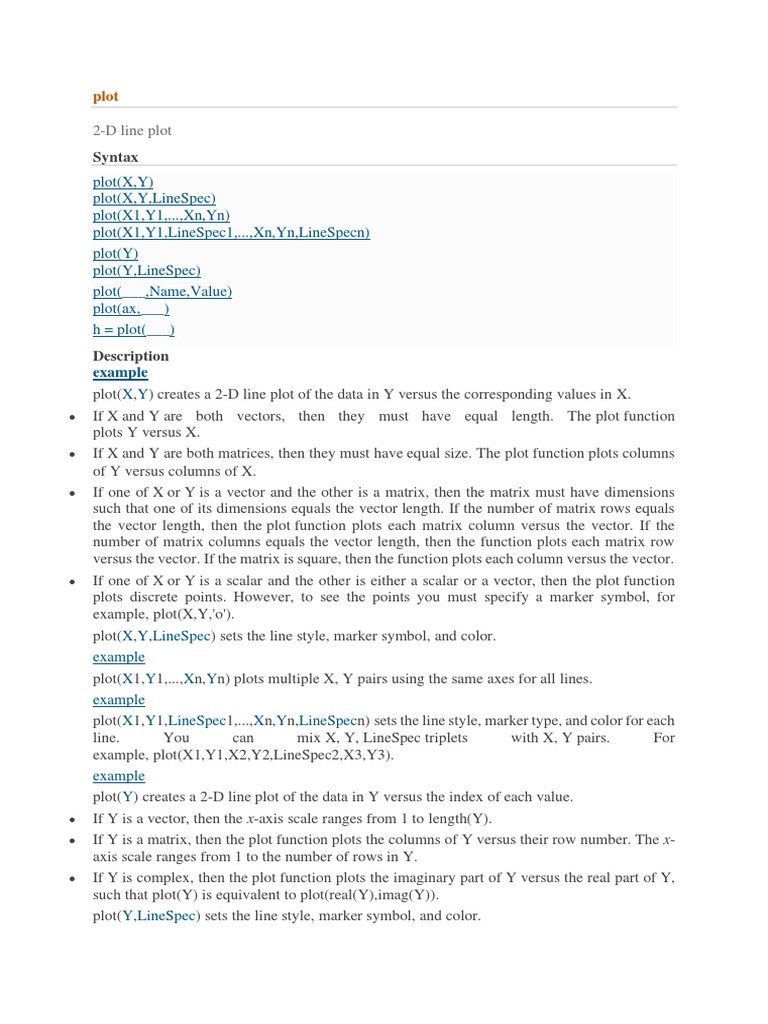 Matlab Plotting Additional Notes Pdf Matrix Mathematics Cartesian Coordinate System