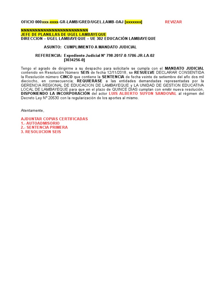 Oficio 021 Accion de Cumplimiento Luis Alberto Suyon Sandoval ... Oficio 021 Accion de Cumplimiento Luis Alberto Suyon Sandoval ...