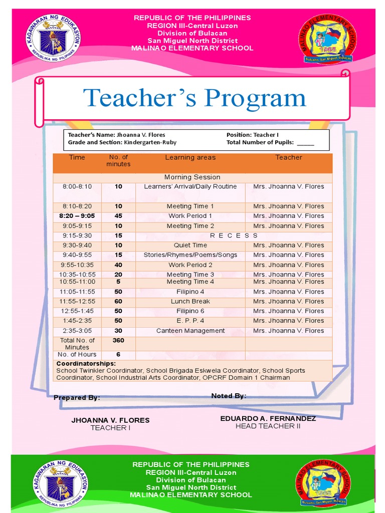 Teachers Program Sy 2023 2024 | PDF | Teachers
