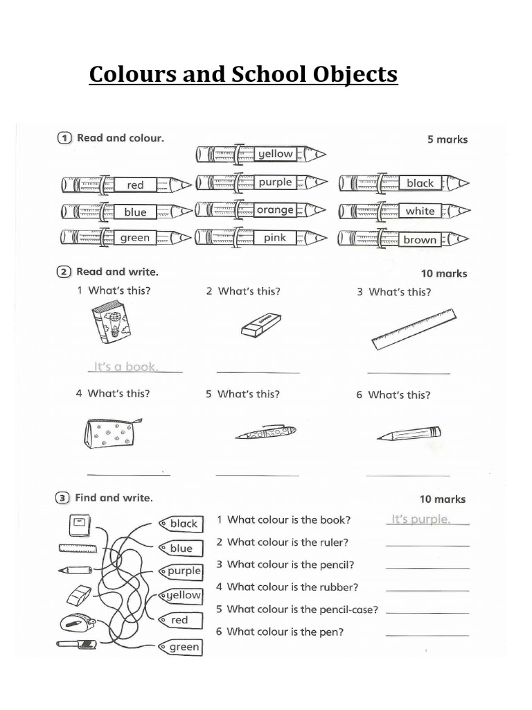 Colours and School Objects | PDF