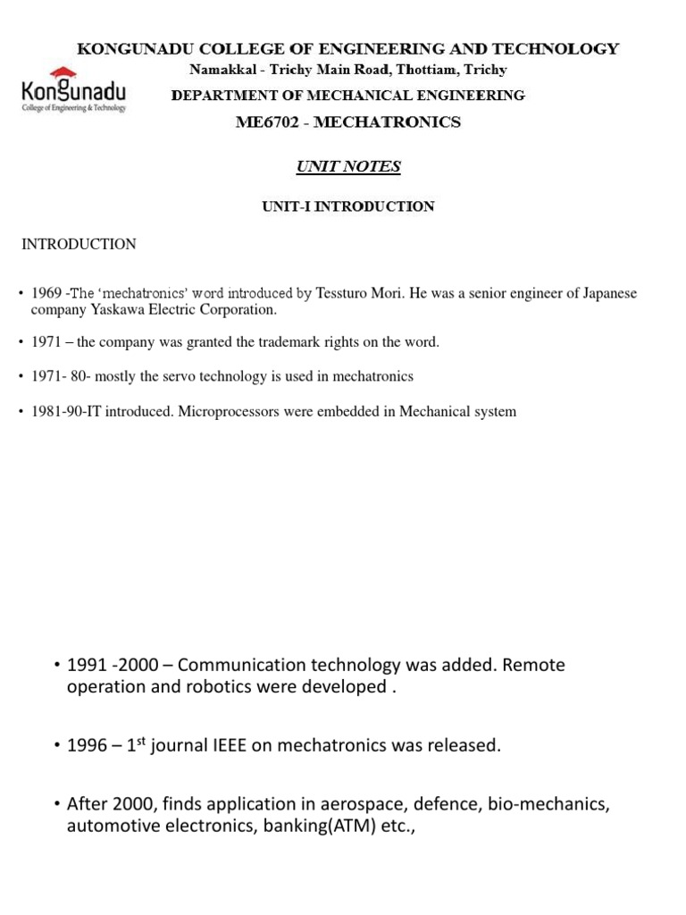 MECHATRONICS - Unit Notes | PDF | Programmable Logic Controller | Input ...