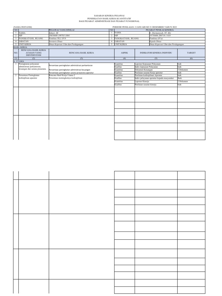 Form Kosong SKP Jajf (Kuantitatif) | PDF