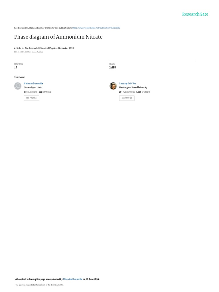 An - Phase Diagram of Ammonium Nitrate | PDF | Nitric Acid | Chemical ...