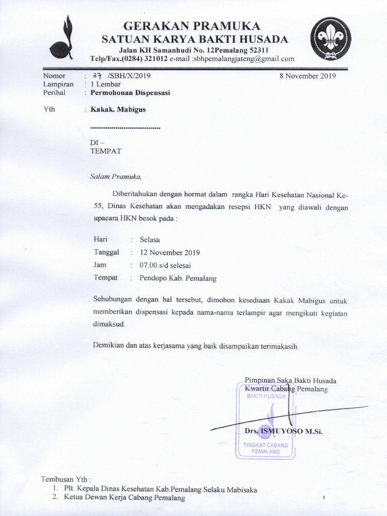 Surat Dispen SBH Utk HKN | PDF