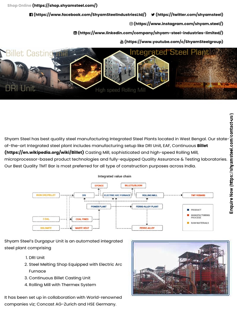 Shyam Steel TMT Bar Manufacturing Process | PDF | Steel | Materials Science