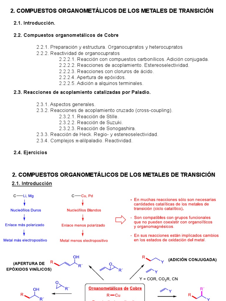 Tema 2. Compuestos Organometalicos de Los Metales de Transicion | PDF | Paladio | Catálisis