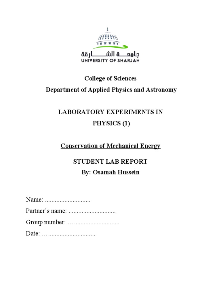 Conservation of Mechanical Energy Lab Report | PDF | Mass | Kinetic Energy