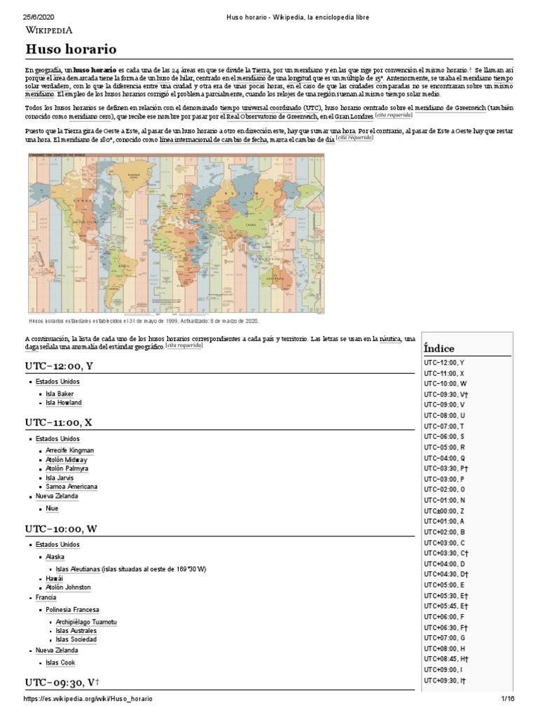 Guía de Husos Horarios Globales | PDF | Geografía | Tiempo espacial