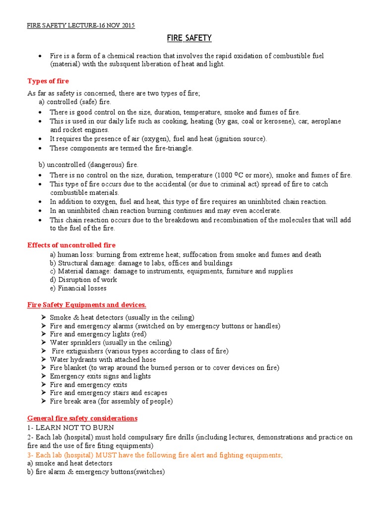 Fire-Safety Lecture | PDF | Combustion | Fires