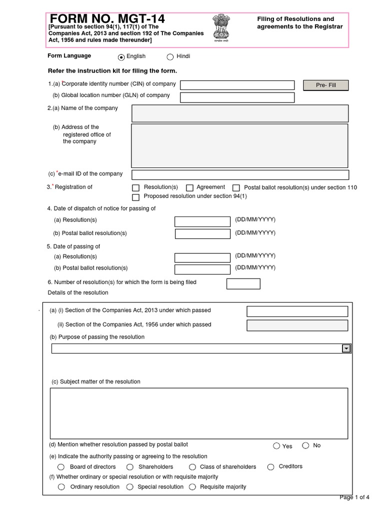 Form MGT-14 | Download Free PDF | Liquidation | Justice