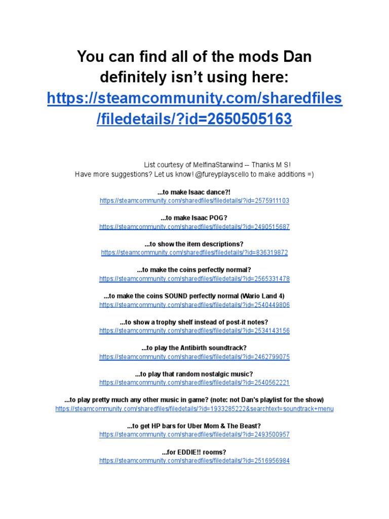 Isaac Mod List | PDF