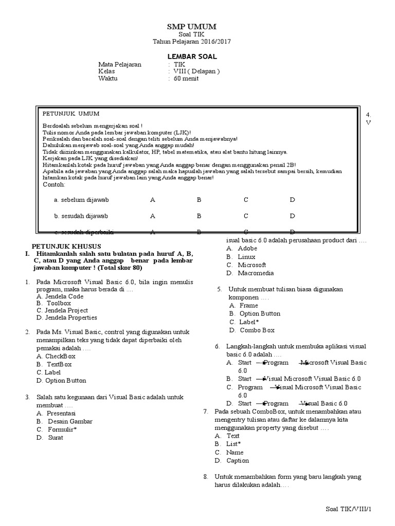 Latihan Soal TIK KELAS 8 | PDF
