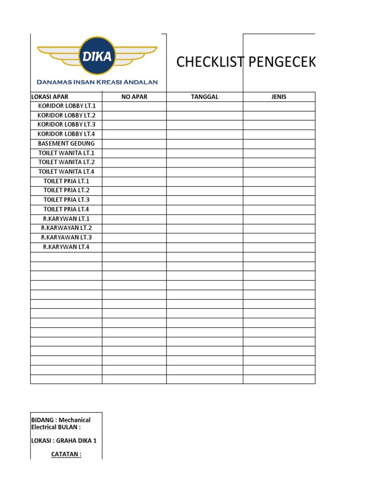 Form Checklist Apar | PDF