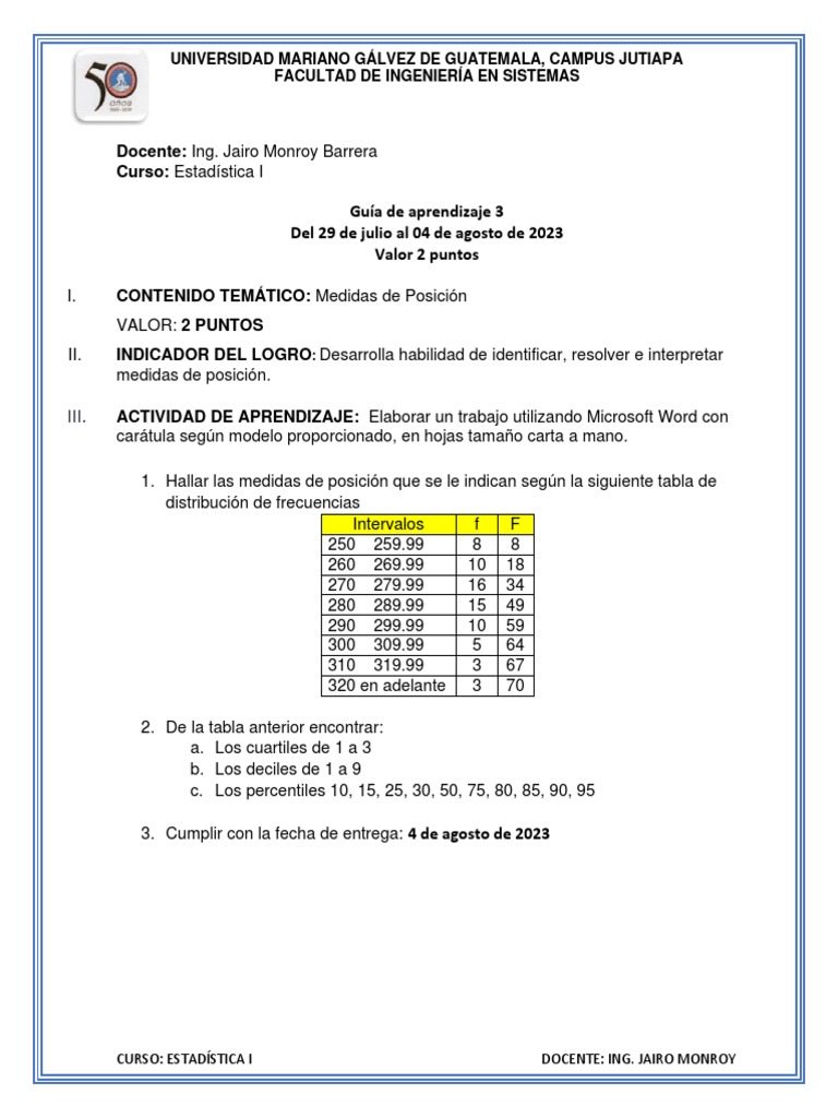 Guía de Aprendizaje Semana 3 | PDF | Cuantil Guía de Aprendizaje Semana 3 | PDF | Cuantil