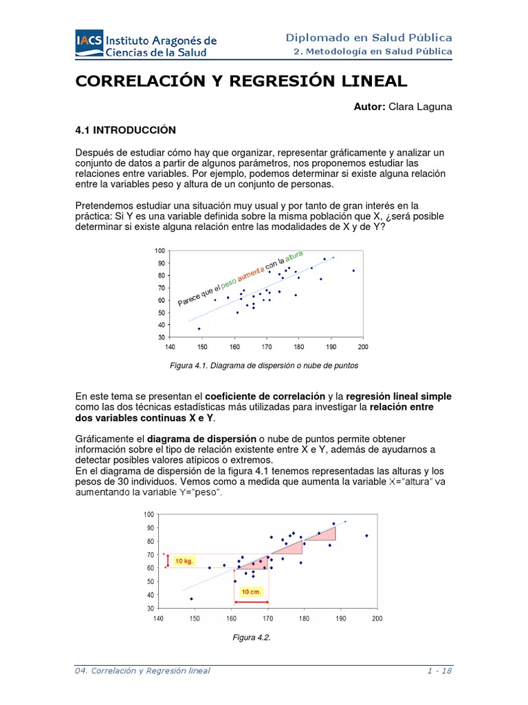 Correlación y Regresión Lineal en Salud | PDF | Regresión lineal ...