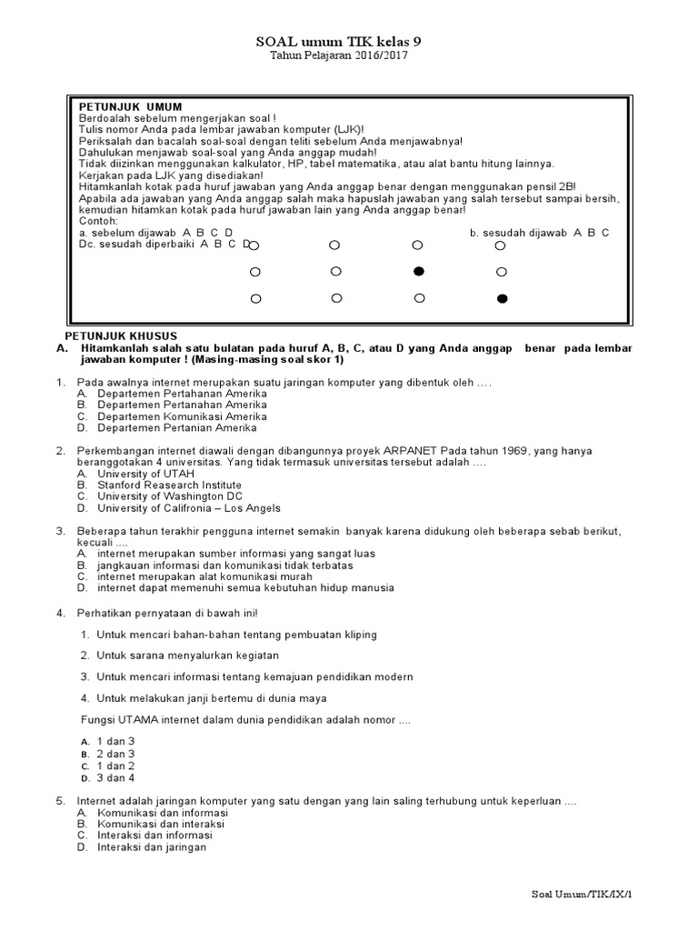 Latihan SOAL Umum TIK 9 | PDF | Komputer