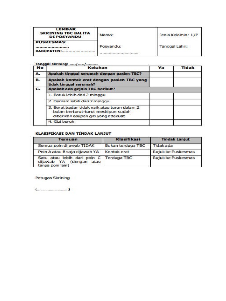 Form Skrining TBC | PDF