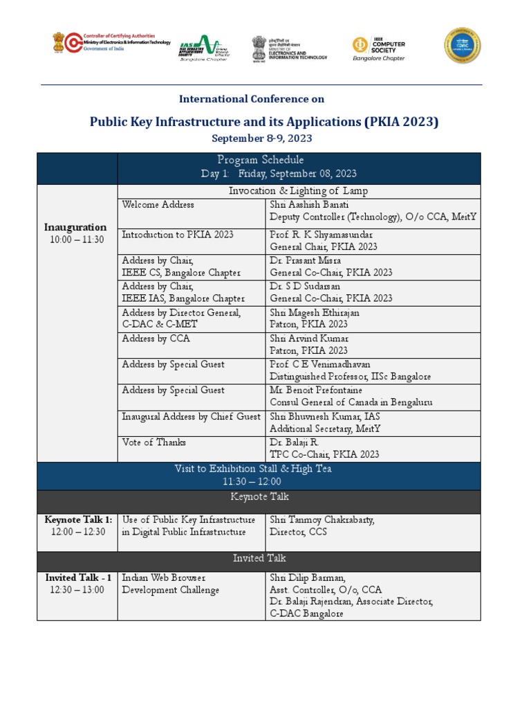 PKIA 2023 Conference Schedule | PDF | Cryptography | Information Age