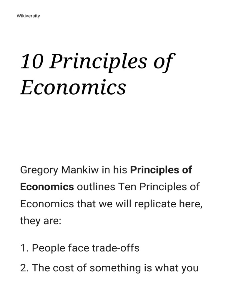 10 Principles of Economics - Wikiversity | PDF | Market (Economics ...